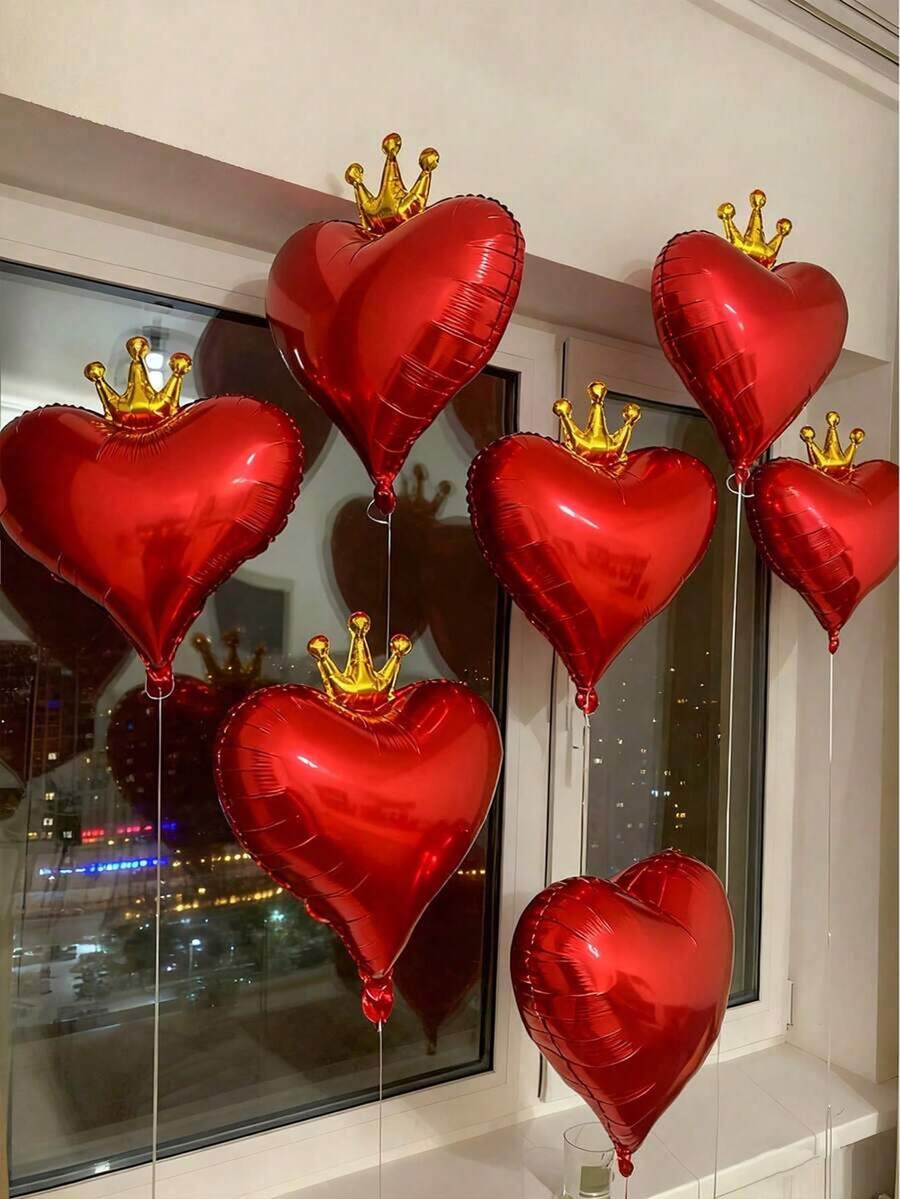 6 Peças Balões em Formato de Coroa e Coração, 19 polegadas Flutuantes ...