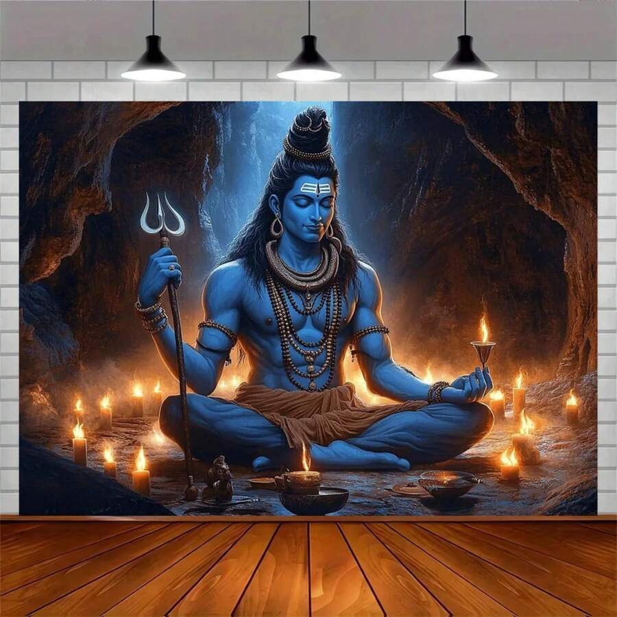 Lord Shiva Meditation Tapestry Hindu God Wall Hanging Spiritual Art For ...