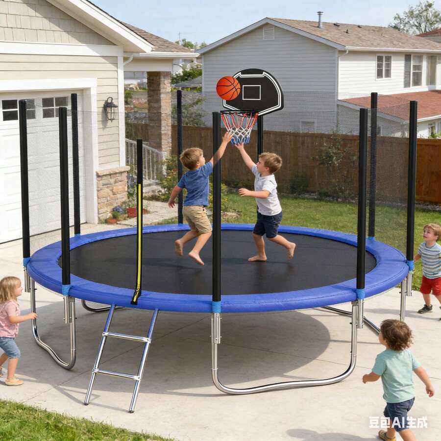12FT Tranpoline For Kids With Safety Enclosure Net Recreational ...