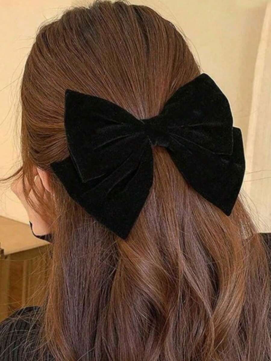 1pc Girls Elegant Velvet Bow Hair Clip, Vintage Chic Hair Accessory ...