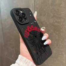 A Simple And Stylish Black Phone Case With Letters And Spider Web ...
