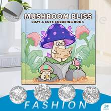 MUSHROOM BLISS Bold-Easy Patterns Coloring Book For Adults Cute Drawing ...