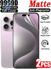 2Pcs Matte Hydrogel Screen Protector, Anti-Fingerprint Full Coverage ...