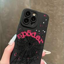 A Simple And Stylish Black Phone Case With Letters And Spider Web ...