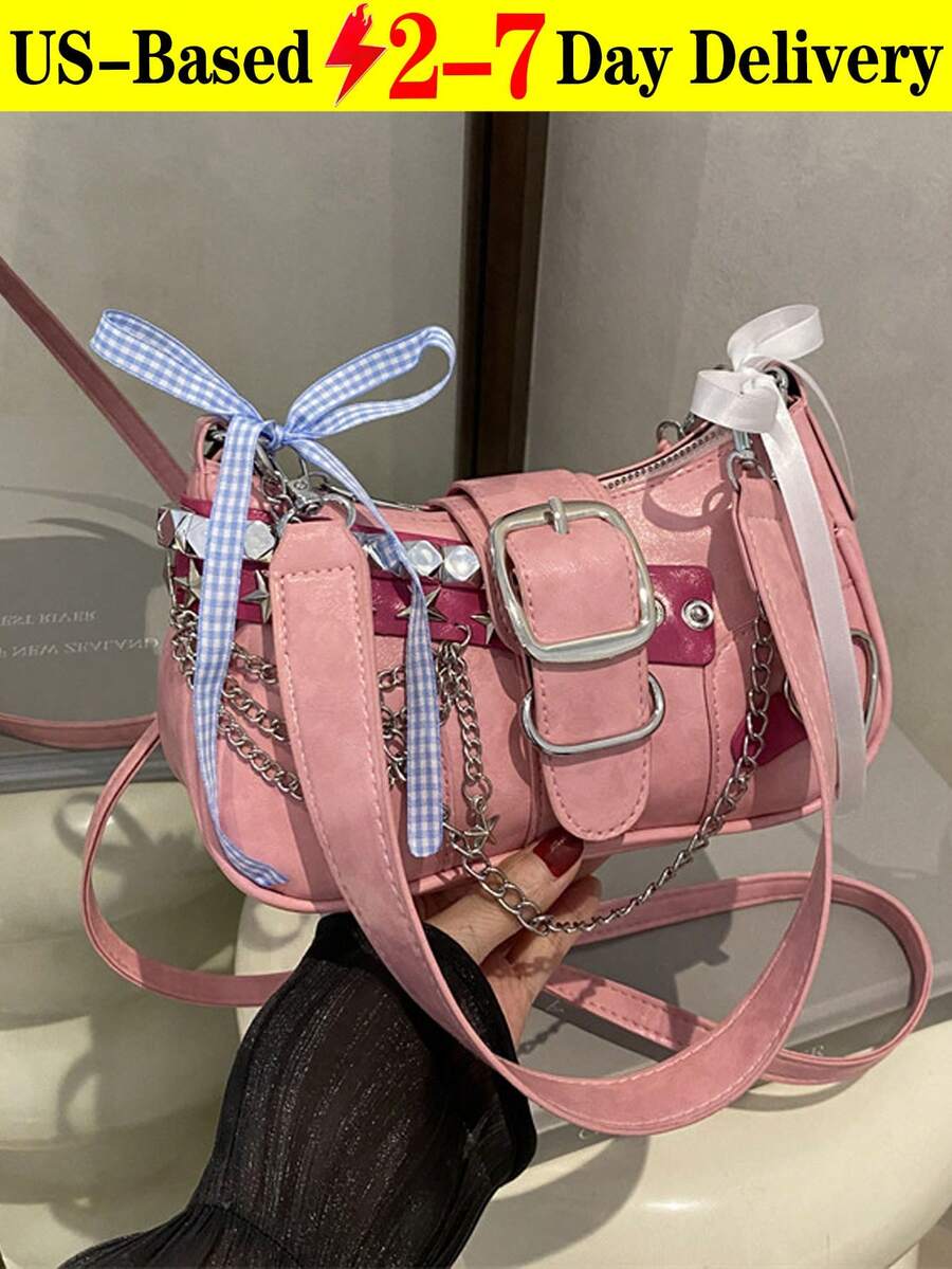 Y2K Fashionable Multi-Functional Star & Moon Design Unique Pink Chain ...