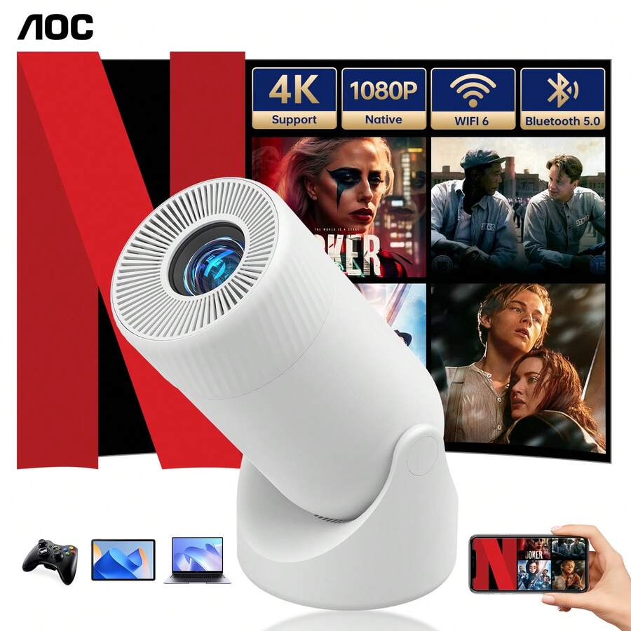 AOC Mini Projector Ultra-Portable Design - Full HD 4K Resolution ...