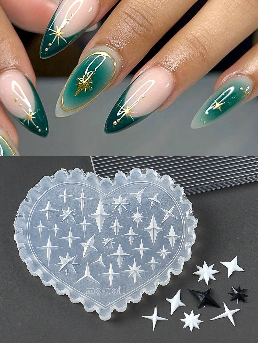 Stampo in silicone a forma di cuore per intaglio unghie, stampo 3D con ...