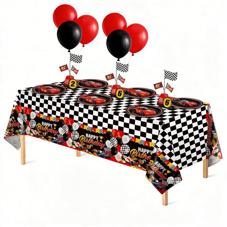 Race Car Themed Birthday Party Tablecloth, PE Material 137*274 Cm, Race ...