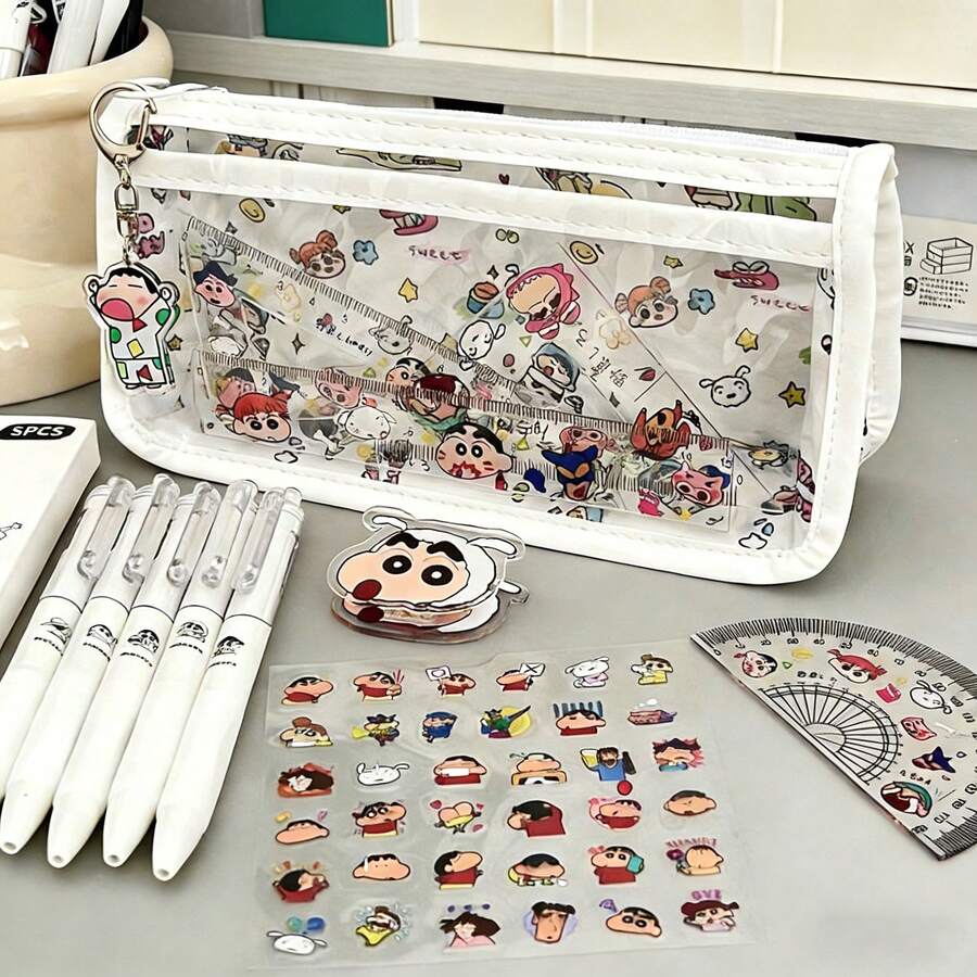 1pc Anime Cute Cartoon Characters Transparent Triangle Large Capacity ...