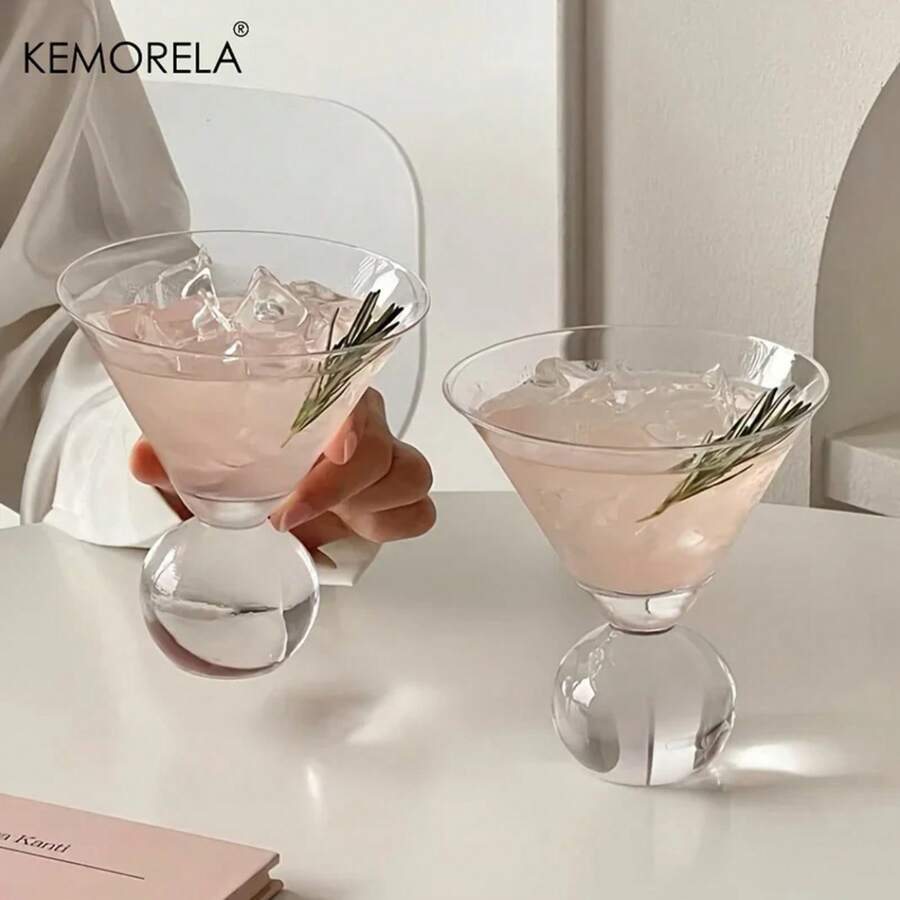KEMORELA Martini Glass Cup 260ML Short Foot Beaded Cocktail Glasses ...