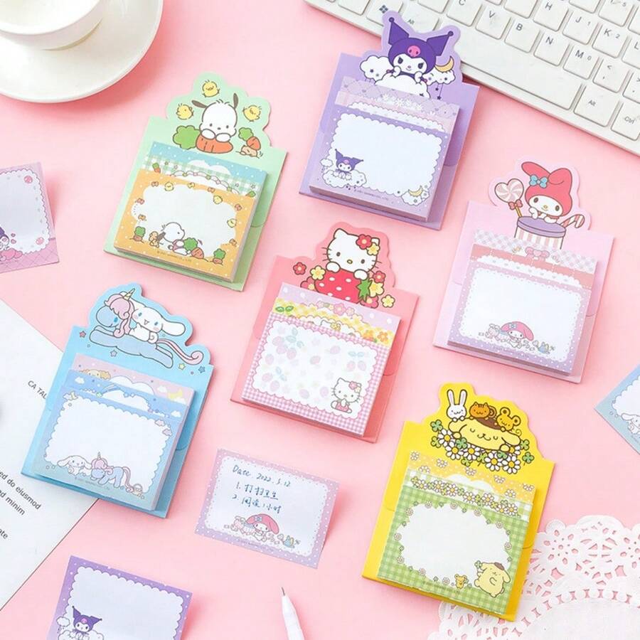 1pc Cute Sanrio Kitty, Kuromi, My Melody, Cinnamoroll Message Sticker ...