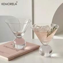 KEMORELA Martini Glass Cup 260ML Short Foot Beaded Cocktail Glasses ...