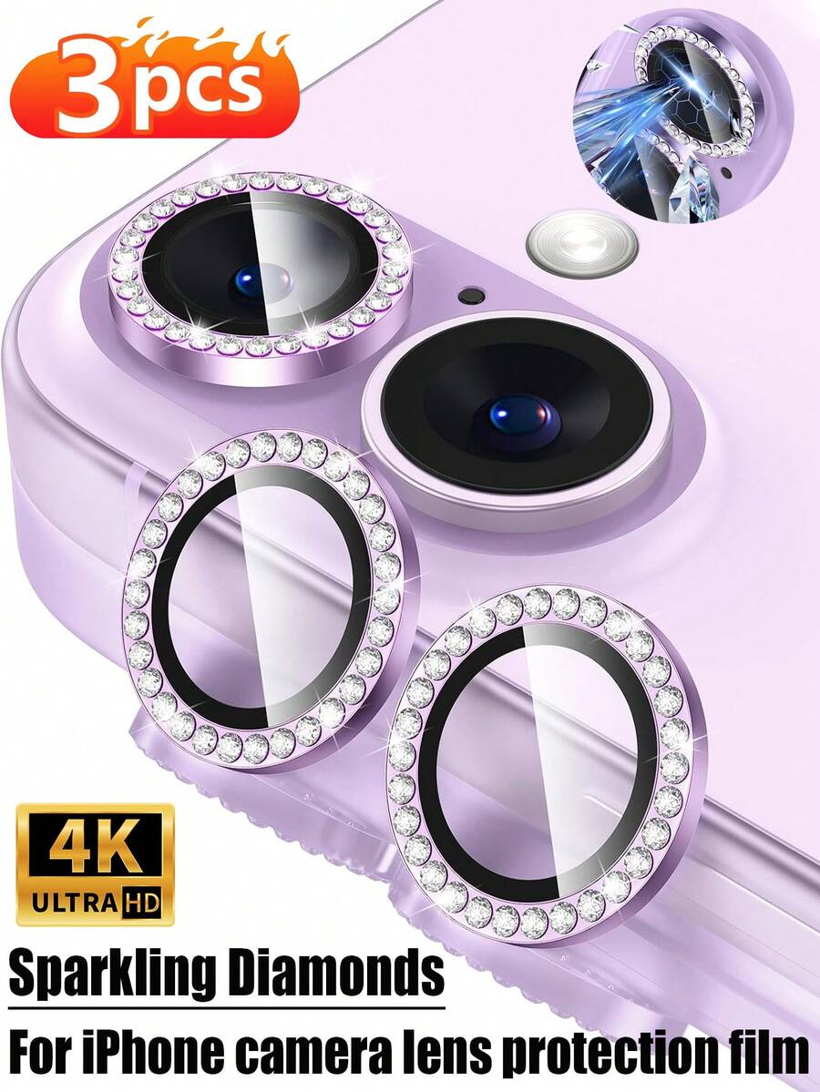 3 Pack glänzender Diamant Linsen Schutzfilm für iPhone 17/17 Pro/17 Pro ...