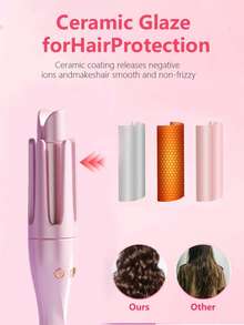 [Pink]Travel Buddy Mini Automatic Curling Wand,Hair Straightener And ...