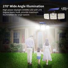 Large 122 LED Floodlight With Solar Panel, Rotating, Motion Sensor, And ...