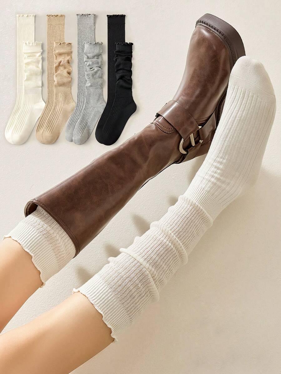 1/3/5 Pairs Women's Colorful Knee High Socks, Suitable For Wearing With ...