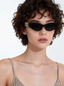 Women Small Sun Glasses, Cat Eye Frame 90's Vintage Men Fashion Glasses ...