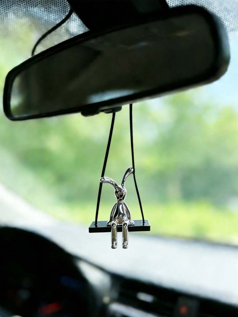 1pc Swing Rabbit Car Pendant Car Rearview Mirror Pendant Interior ...