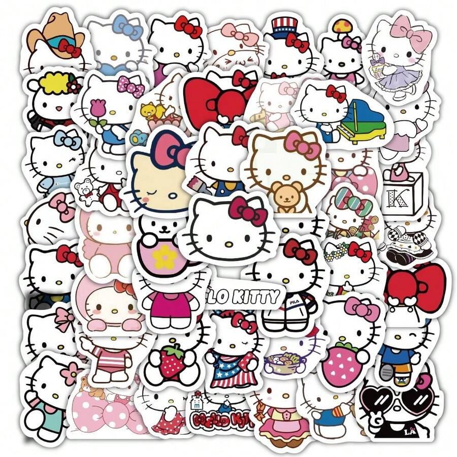 Sanrio 60 Stück Hello Kitty geformte Aufkleber - süße Cartoon Aufkleber für DIY & Dekoration ...