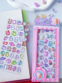 1pc Cute 3D Sticker, Adorable Animal & Fruit Jelly Stickers, Bear ...