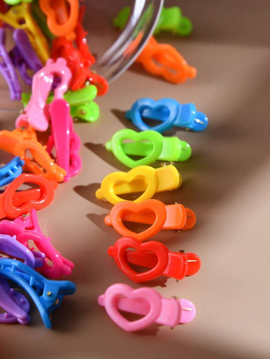 30 piezas de Pinzas para el cabello con forma de corazón de colores ...