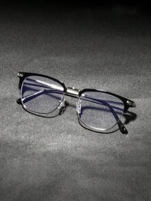 1 Pair Men's Metal Half-Frame Square Casual Lightweight Transparent ...