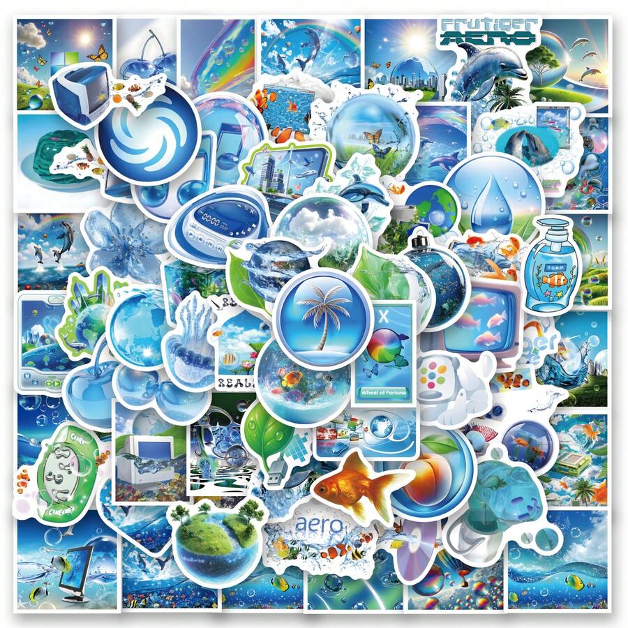 116 Stücke Frutiger Aero Aufkleber, ästhetische Aufkleber und Dekals ...