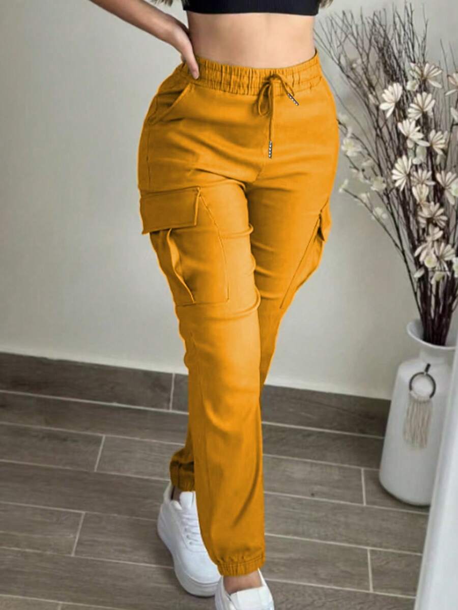Women's Fashion Solid Color Casual Drawstring Waist Sweatpants, High ...
