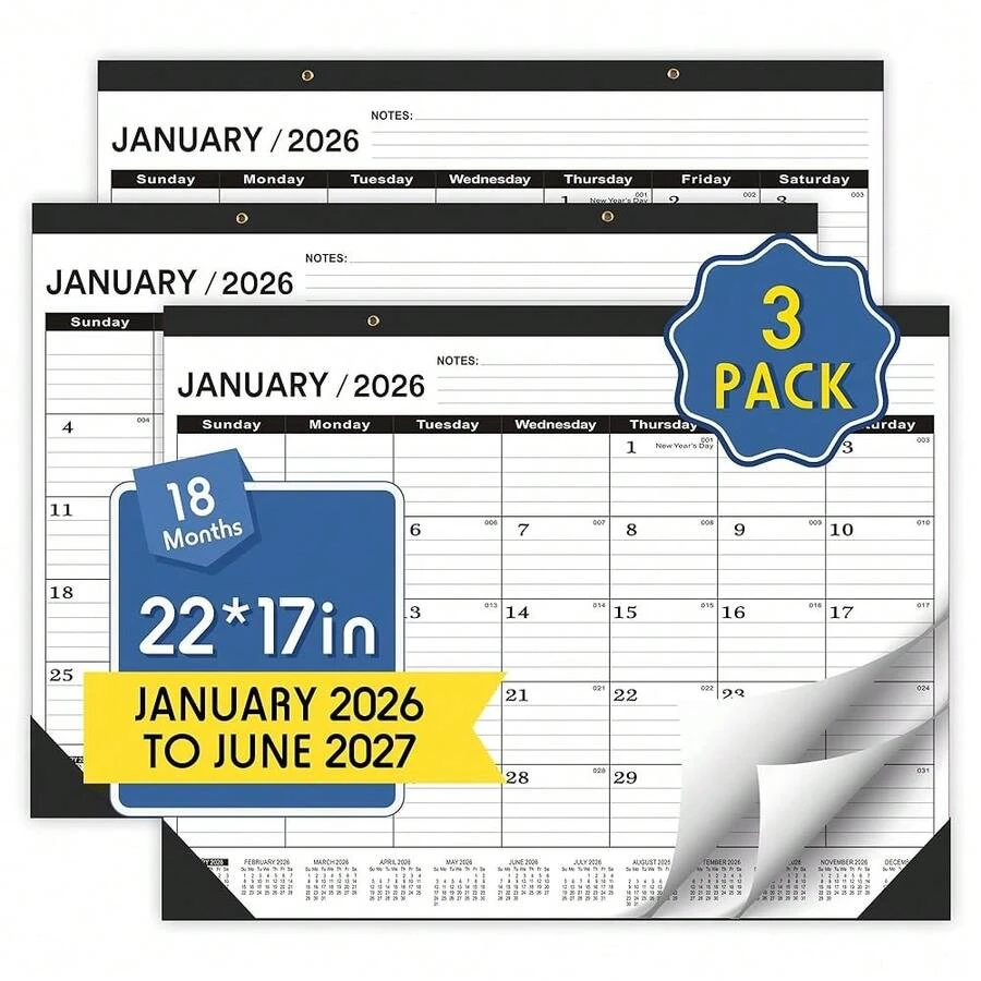 Desk Calendar 2026 Large 22x17,January 2026 To June 2027,Desk Calendar ...