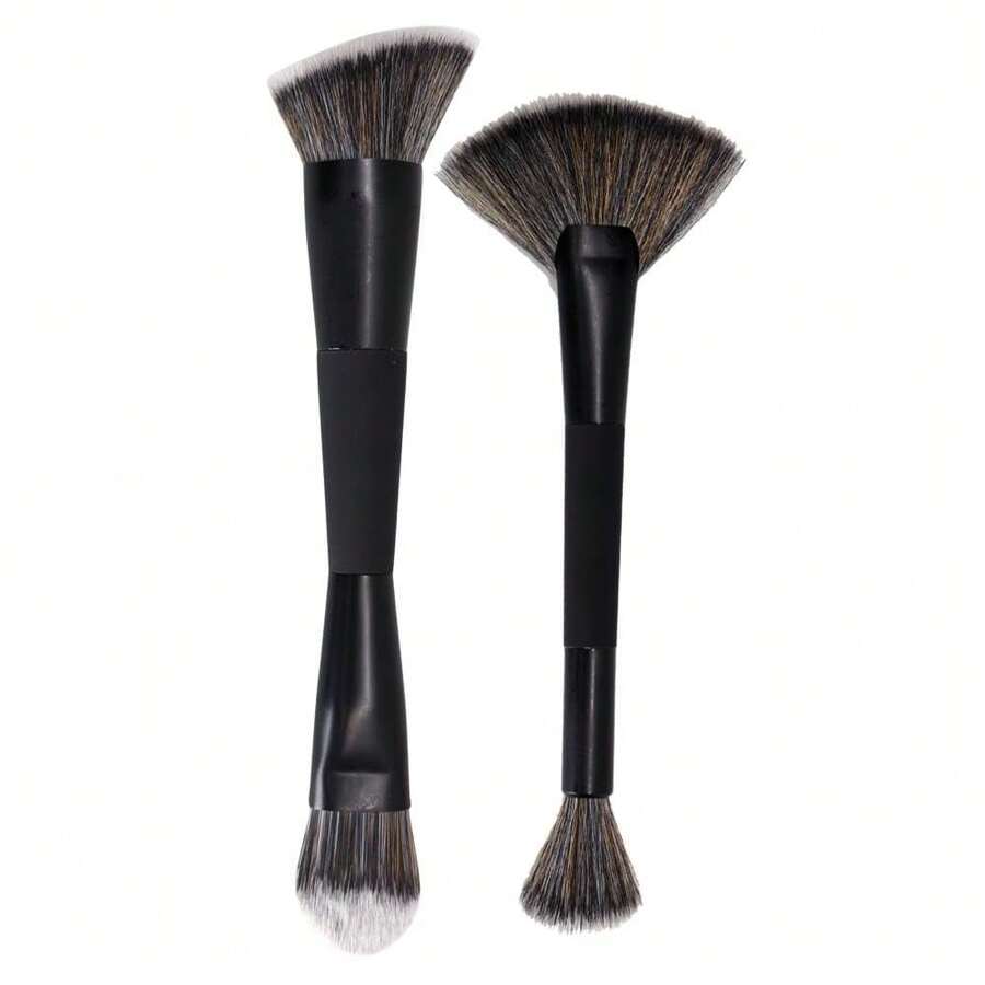 Dual Brush Set Contour Blending Fan Highlighter Must Have Makeup ...