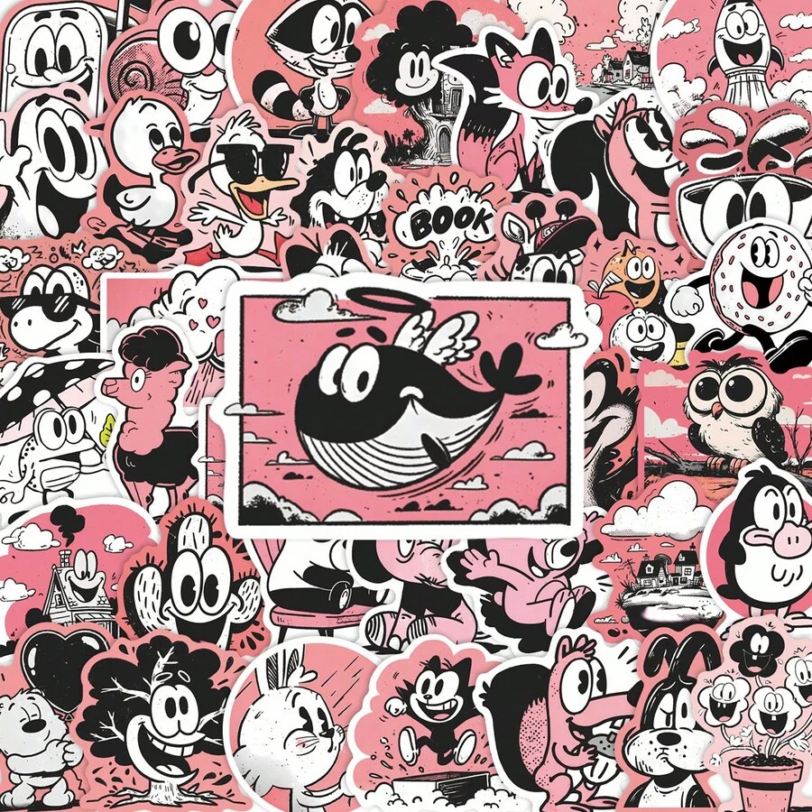 53PCS Cartoon Retro Manga Style Graffiti Stickers Cute Decals DIY ...