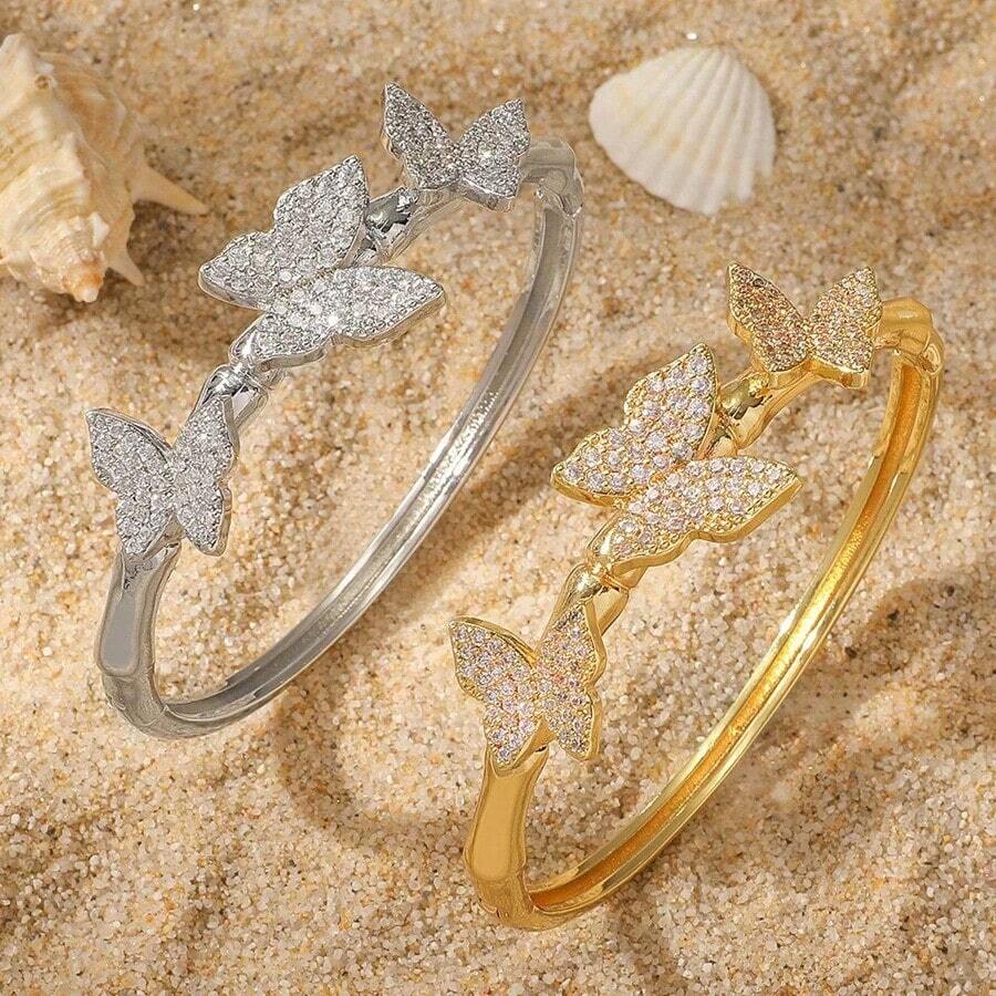 1 Piece Luxurious Elegant High-End Light Luxury Copper Inlaid Butterfly ...