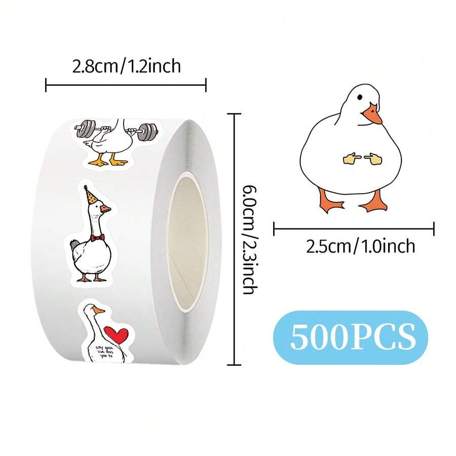 500PCS/Roll Funny Silly Goose Meme Sealing Sticker Cute Animals Roll ...