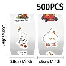 500PCS/Roll Funny Silly Goose Meme Sealing Sticker Cute Animals Roll ...
