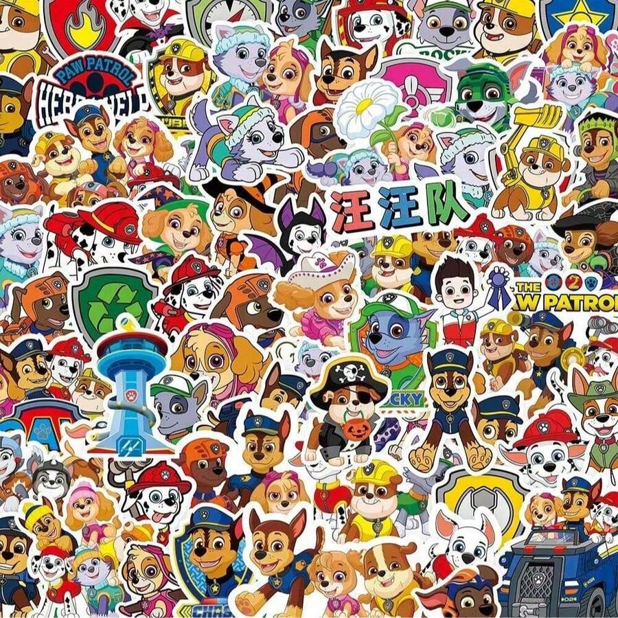 100PCS Cartoon PAW Patrol Graffiti Stickers Funny Animation Decal DIY ...