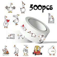 500PCS/Roll Funny Silly Goose Meme Sealing Sticker Cute Animals Roll ...