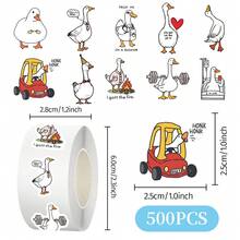 500PCS/Roll Funny Silly Goose Meme Sealing Sticker Cute Animals Roll ...