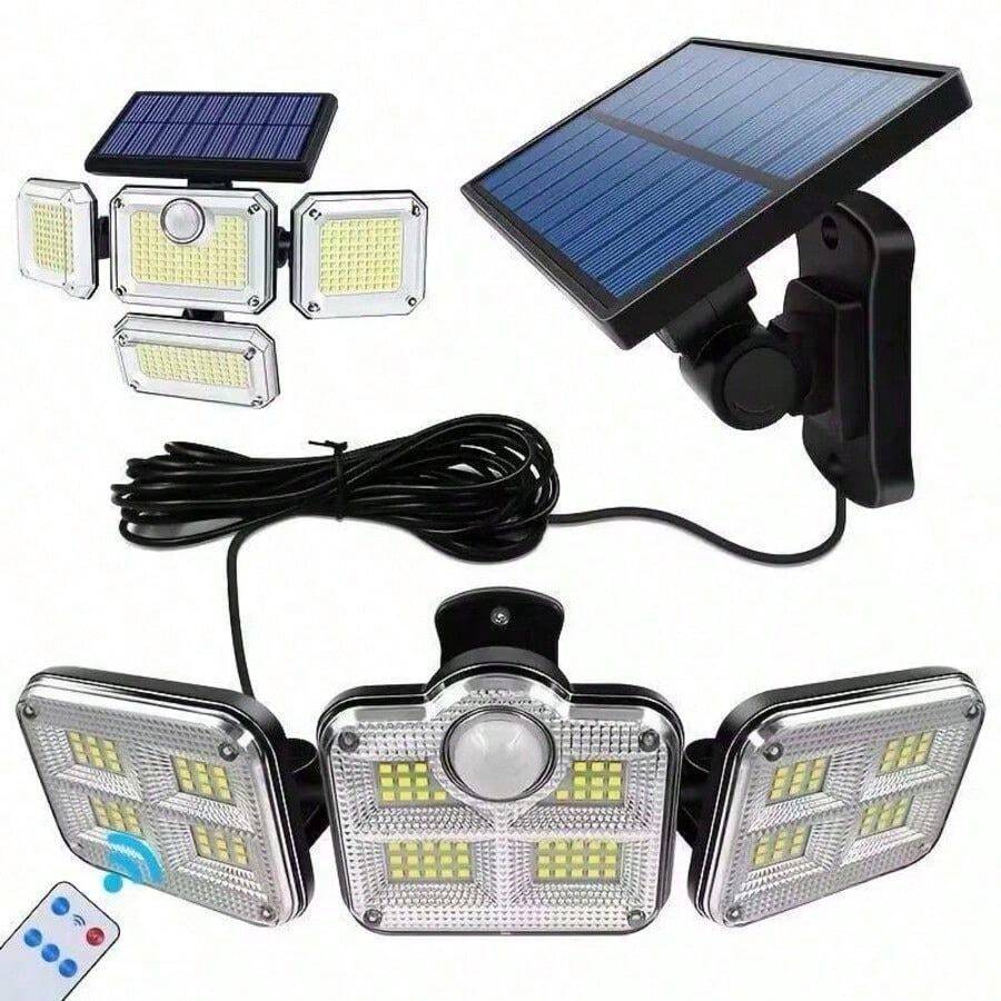 Large 122 LED Floodlight With Solar Panel, Rotating, Motion Sensor, And ...