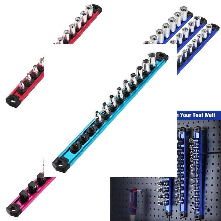 WORKPRO Magnetic Socket Organizer, Drive Aluminum Alloy Socket Rail ...