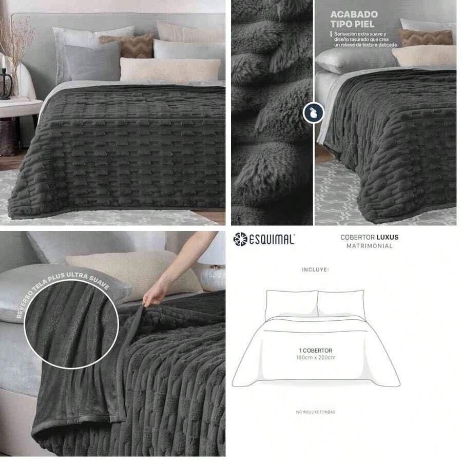 Leoon ESQUIMAL Cobertor Tipo Piel Ultrasuave y Clido, Cobija para ...