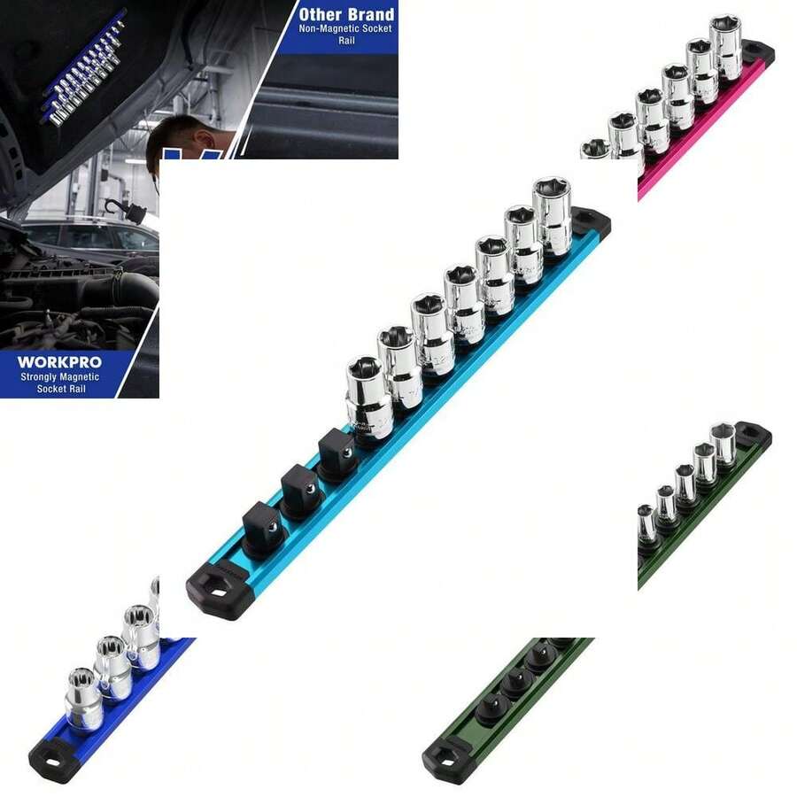 WORKPRO Magnetic Socket Organizer, Drive Aluminum Alloy Socket Rail ...