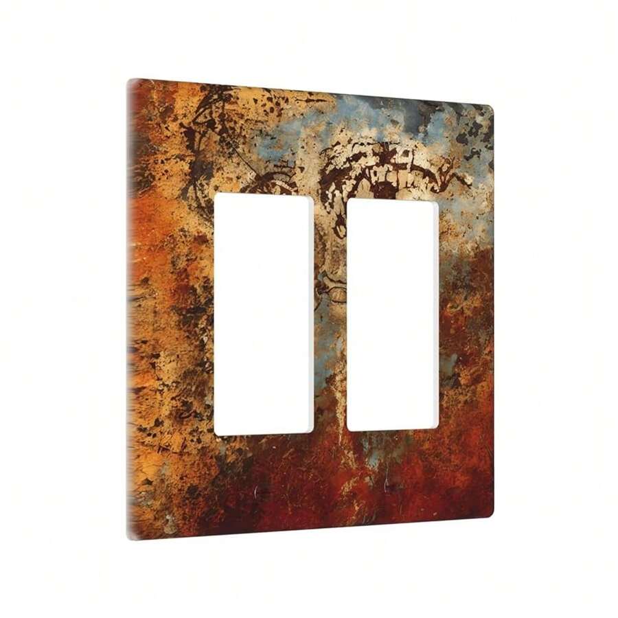 Outlet Covers Rusted Textures 2 Gang Double Rocker Light Switch Cover ...