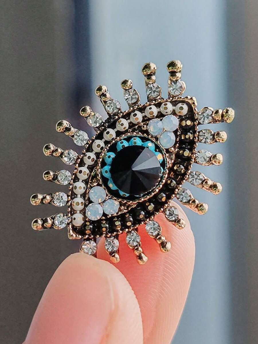 Luxuriöse Mode Dämonenaugen Brosche mit blauen Strass, einzigartiges ...