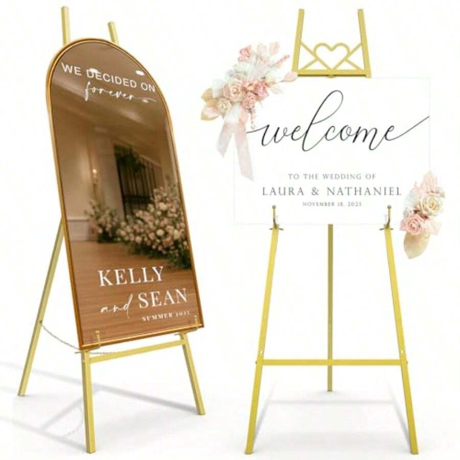 55 Gold Easel Stand For Sign Heavy Duty Display Easel With Adjustable ...