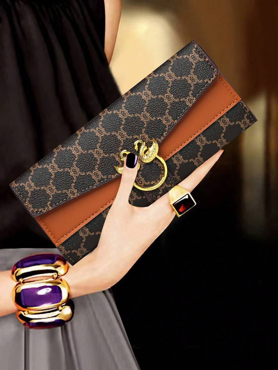 Cartera larga plegable en tres partes con estampado floral vintage ...