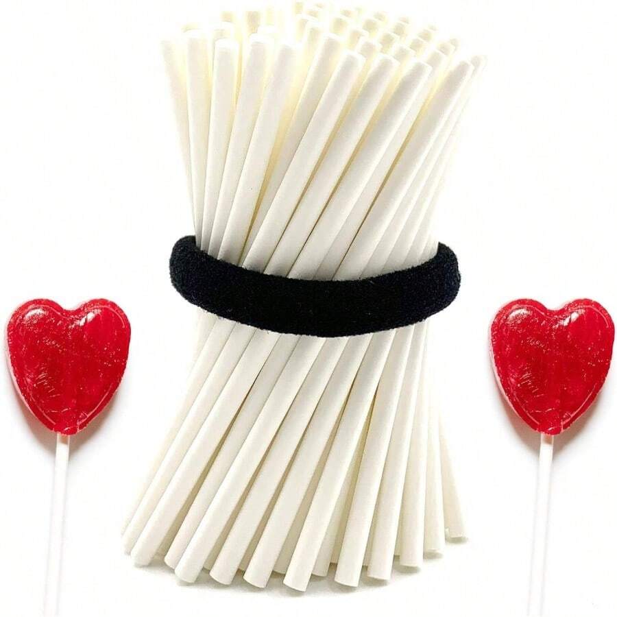 Pcs 3 - Inch White Lollipop Sticks U2013 Paper Cake Sticks Candy ...