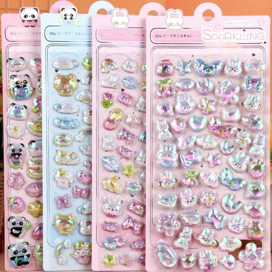 3D Rainbow Stickers, Cute Animal & Marine Life Cartoon Design ...