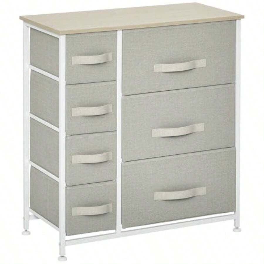 HOMCOM Chest Of Drawers With 7 Drawers Fabric Drawers With Large ...