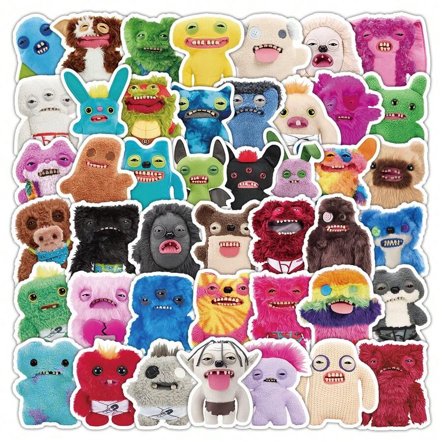 50 pegatinas adorables y feas de monstruos con dientes de dibujos ...