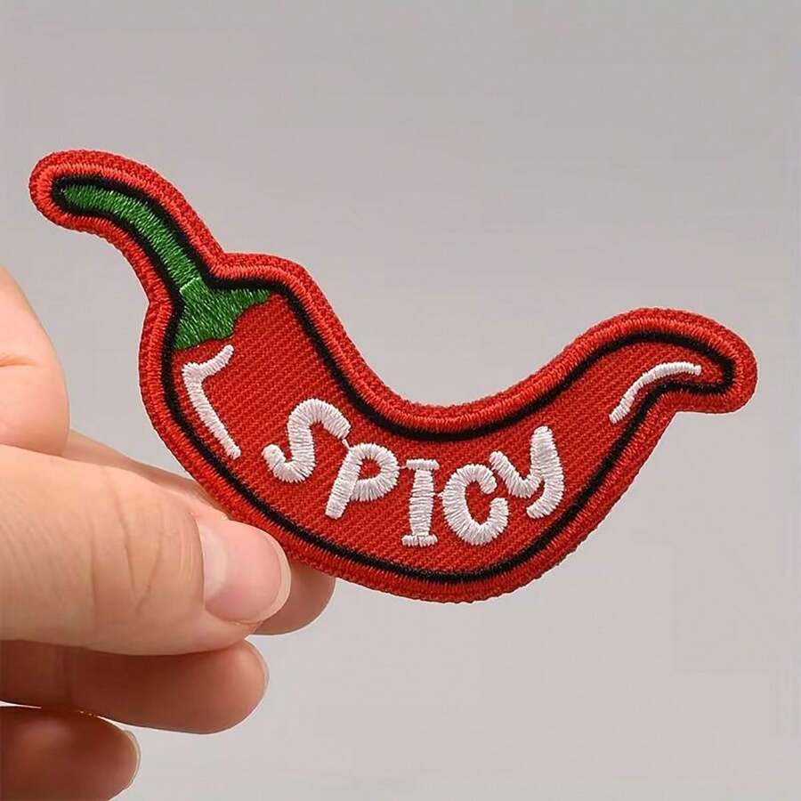 Chili Pepper Embroidered Iron-On Patch, Fun Embroidered Iron-On Patch ...